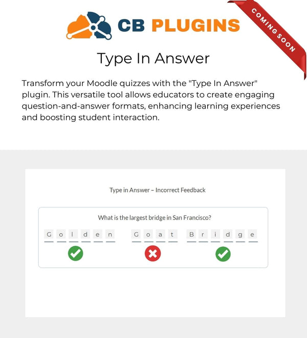 Type In Answer - Moodle Quiz Question Type Plugin – CB Plugins