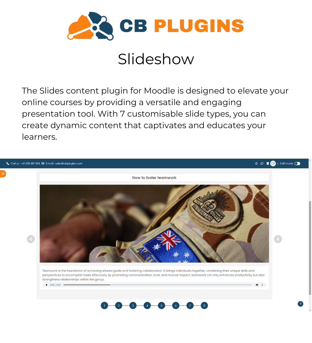 Slides - Moodle Content Activity Plugin – CB Plugins
